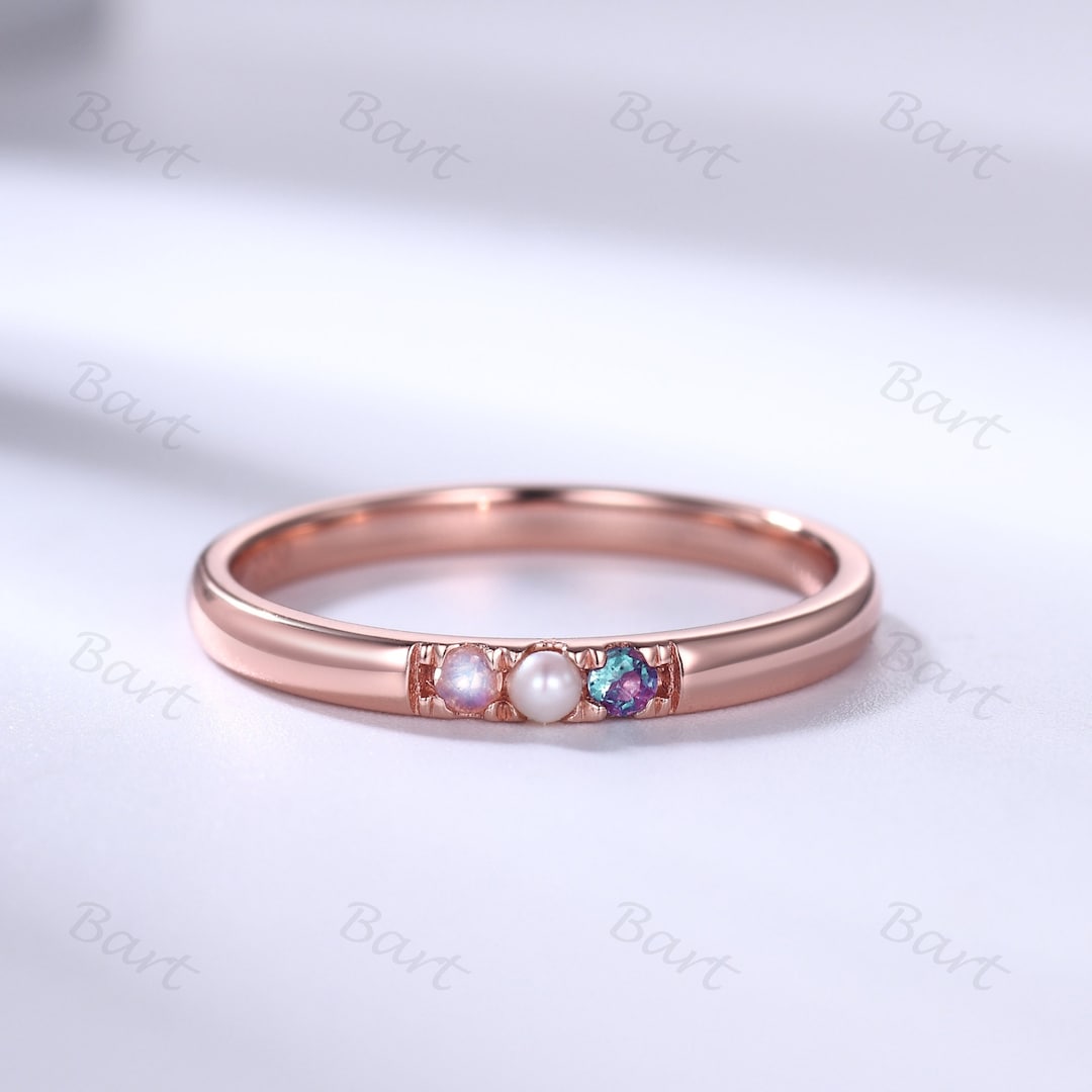 Rose Gold Ring for Mother, June Birthstone Ring, Pearl Moonstone ...