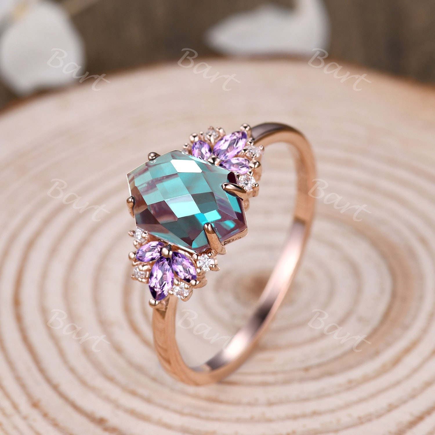 Vintage Alexandrite Promise Ring for Womenhexagon Alexandrite - Etsy