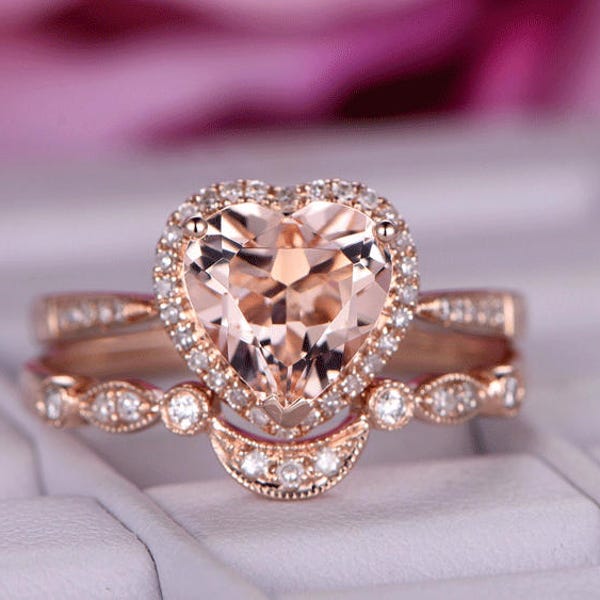Heart Shaped Morganite Ring - Etsy
