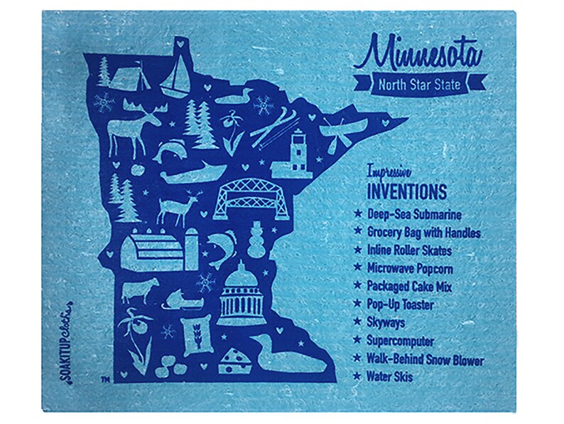 Minnesota North Star State Impressive Inventions Cute Swedish Dishcloth ...