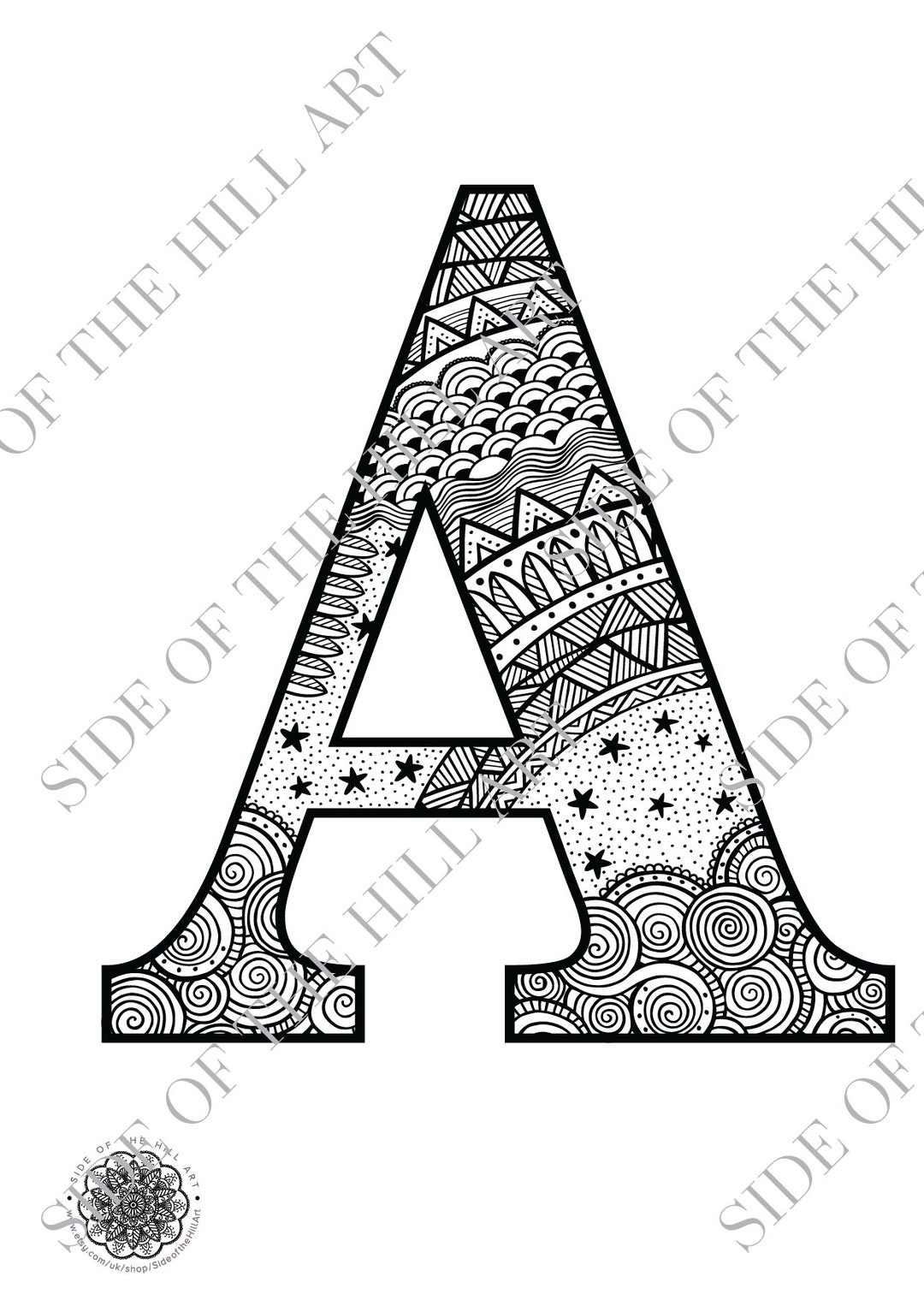Alphabet Letter Initial Colouring Pages, Mindful Colouring, - Etsy UK