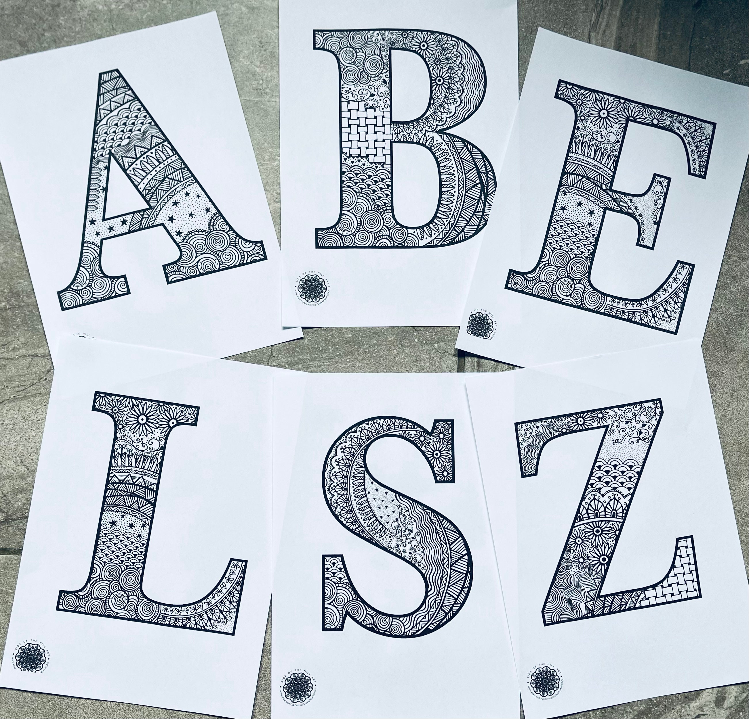 Alphabet Letter Initial Colouring Pages, Mindful Colouring, - Etsy