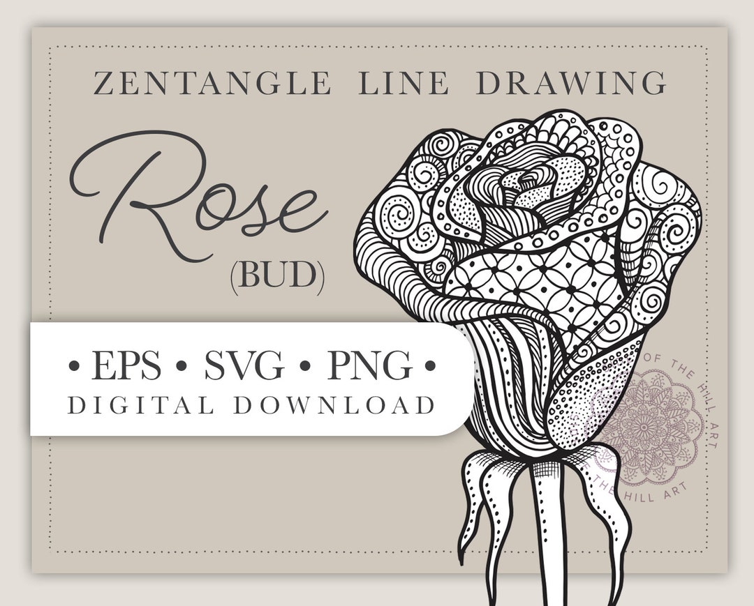Rose Bud Line Art, Clip Art Digital Download File for Acrylic, Vinyl, T ...