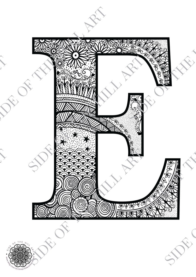 Alphabet Letter Initial Colouring Pages, Mindful Colouring, - Etsy