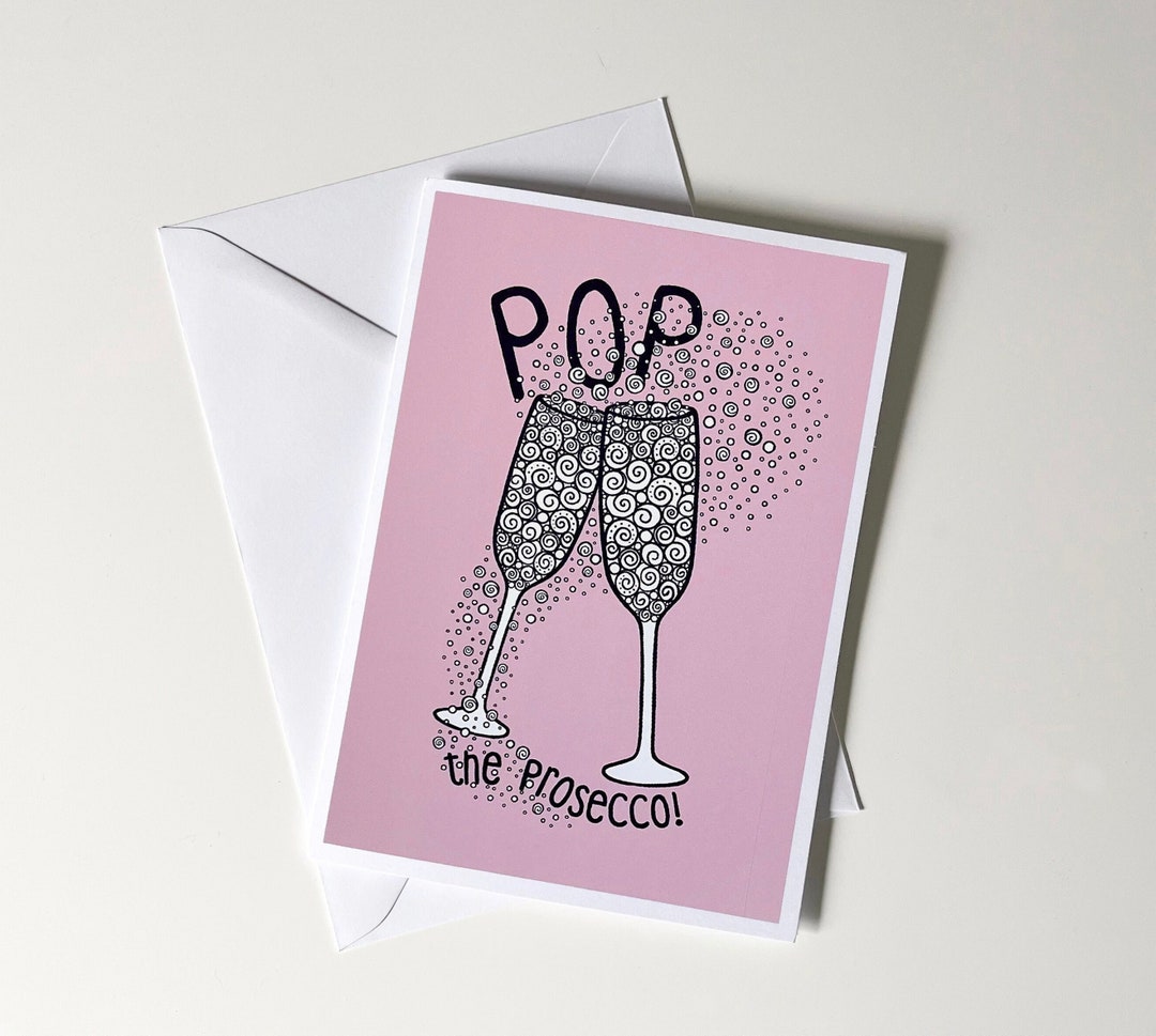Prosecco Birthday Card for Her - Etsy