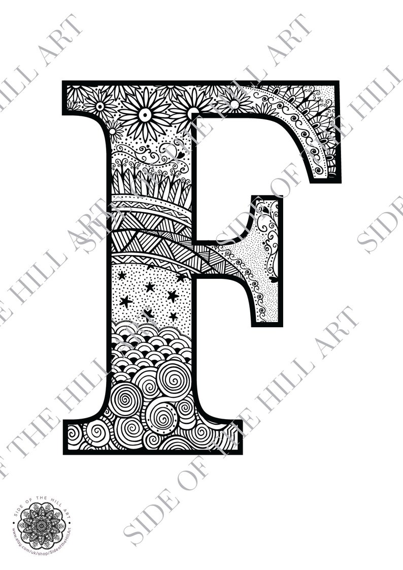 Alphabet Letter Initial Colouring Pages, Mindful Colouring, - Etsy