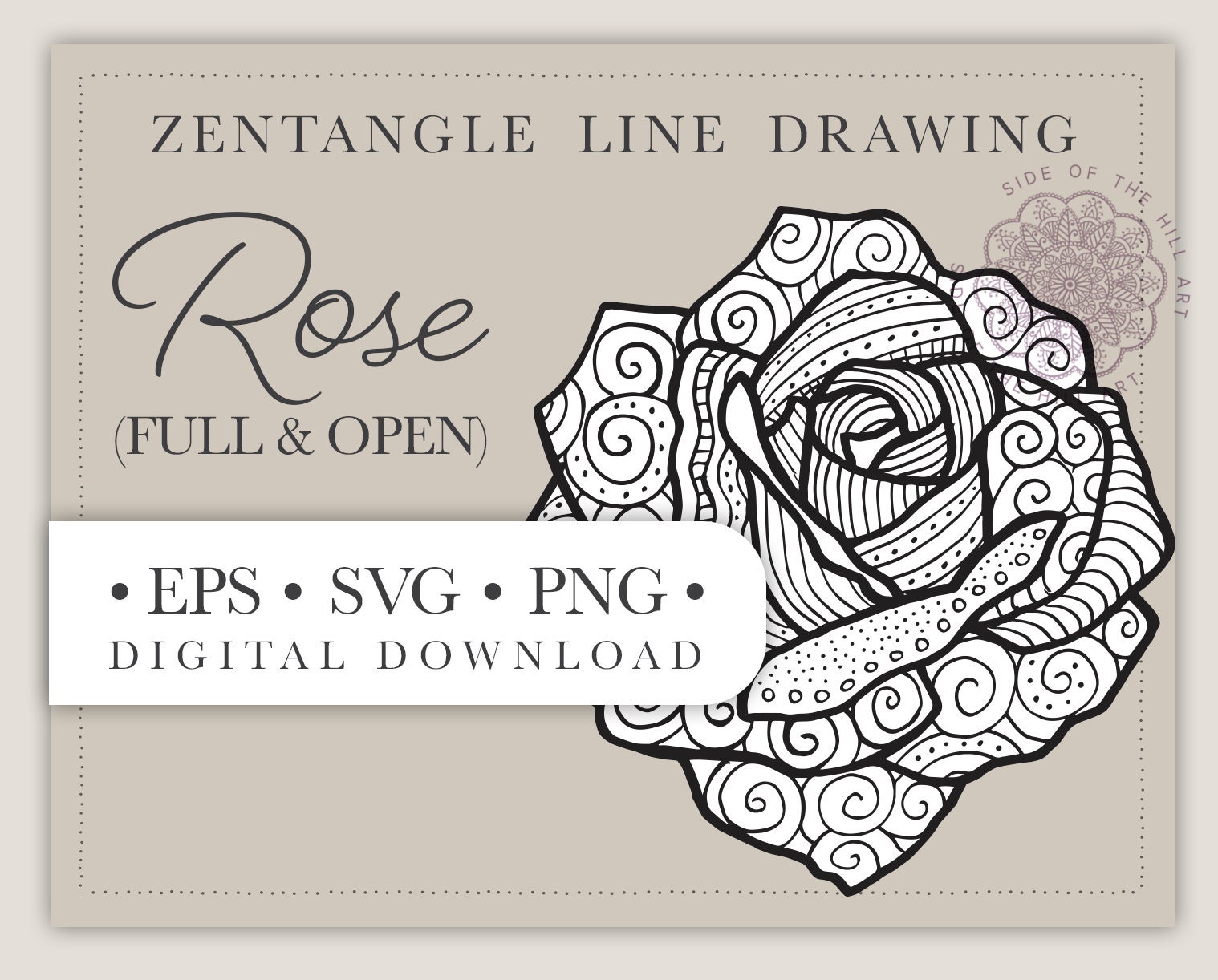 Open Rose Line Drawing