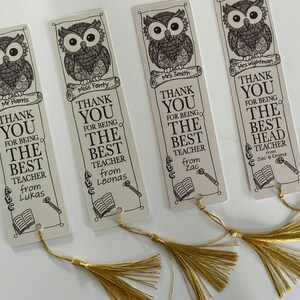Best Teacher Owl Gift Set Card, Bookmark and Keepsake Personalised ...