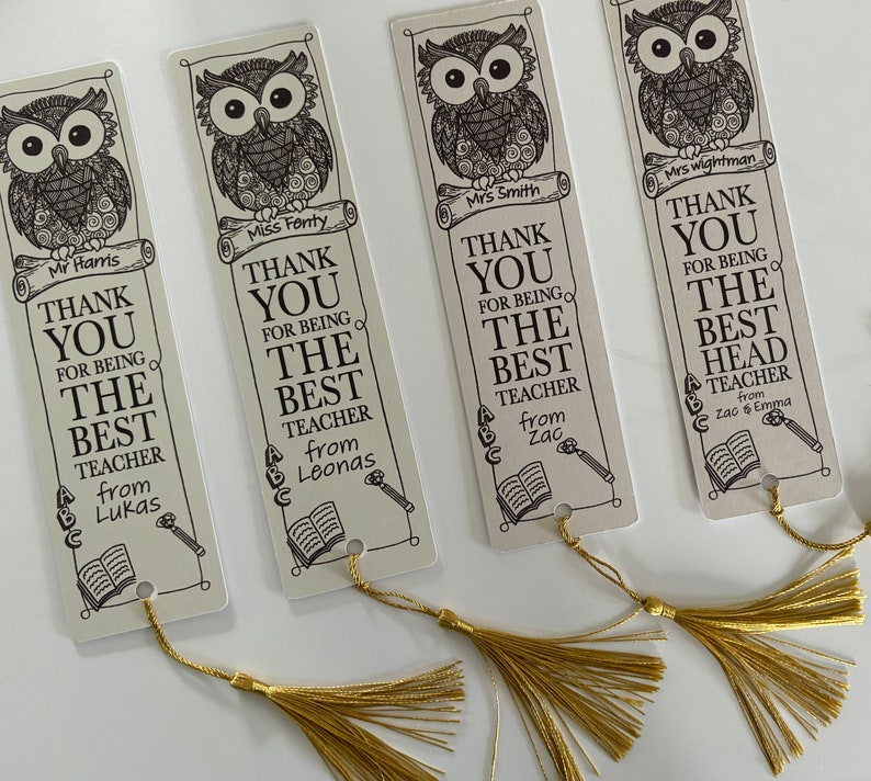 Best Teacher Owl Gift Set Card, Bookmark and Keepsake Personalised ...