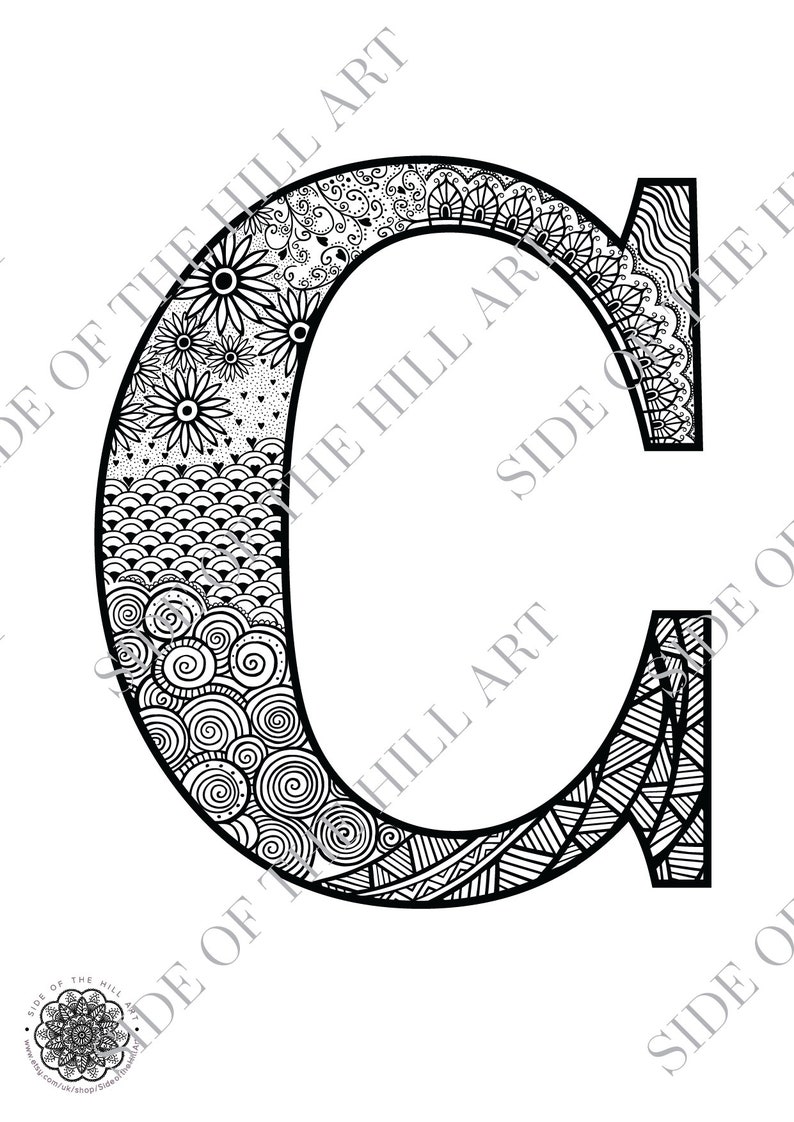 Alphabet Letter Initial Colouring Pages, Mindful Colouring, - Etsy