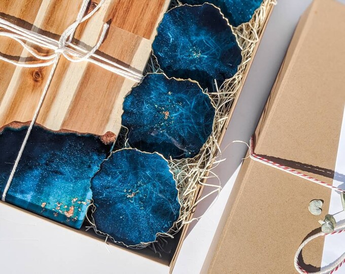 Gift Box Cheese Board Crystal Geode Chopping Board Crystal - Etsy