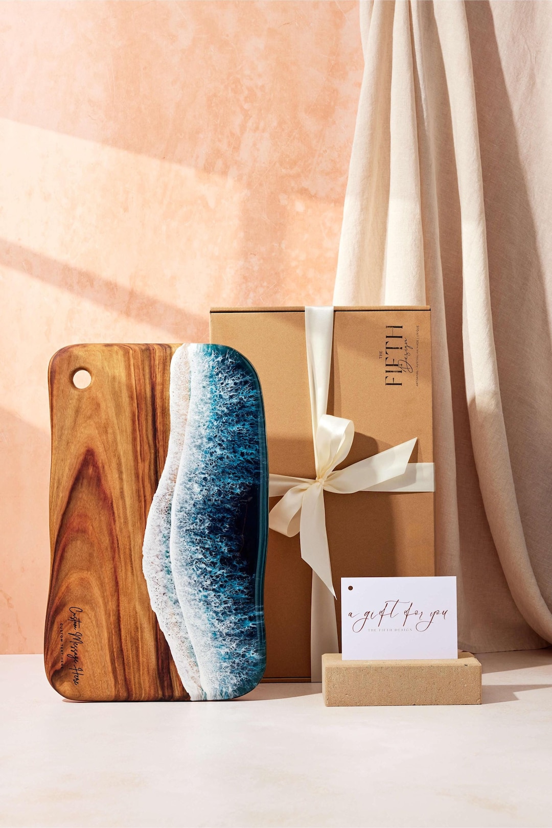 Ocean Resin Art Board, Large Resin Serving Platter, Engraved Chopping ...