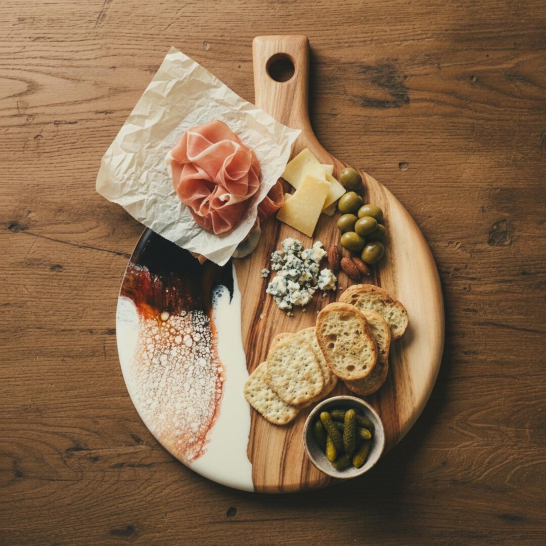 Christmas Entertaining Set, Grazing Gift Box With Resin Cheese Board ...