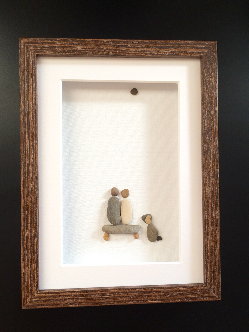 Pebble Art Family, Family of Two With Dog, Family With Pet, Pebble Art ...