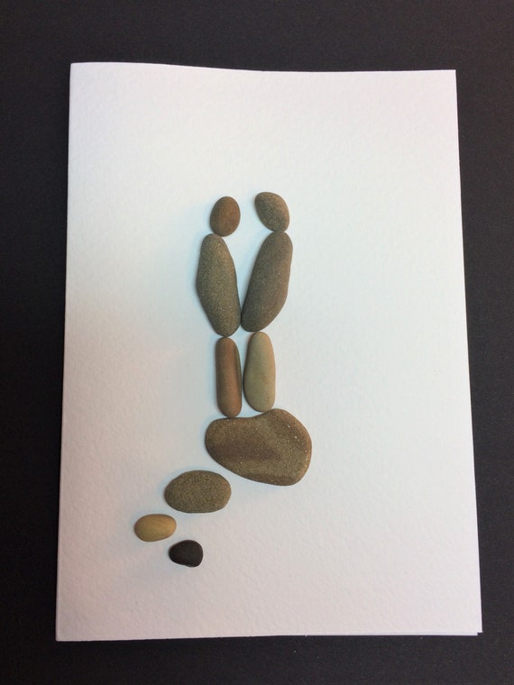 Items similar to Handmade greeting card,Pebble art couple, loving ...