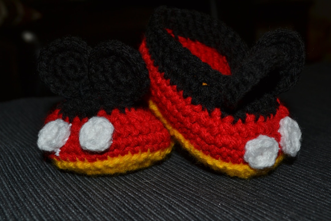 Mickey Mouse Baby Booties - Etsy