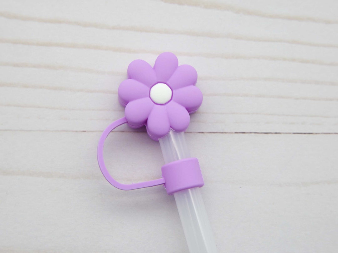 Purple Flower Stanley Straw Topper Water Bottle Tumbler Accessories ...