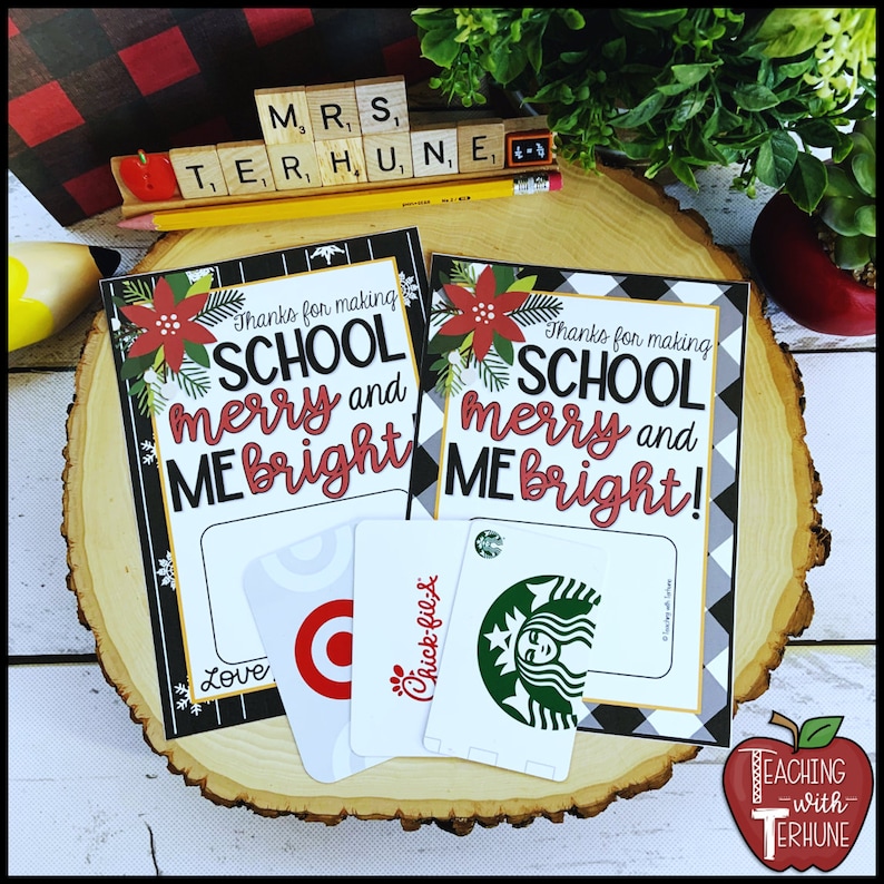 Christmas Teacher Gift Gift Card Tag for Teacher Christmas - Etsy
