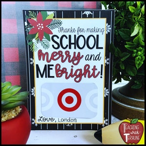 Christmas Teacher Gift - Gift Card Tag for Teacher Christmas Gift ...