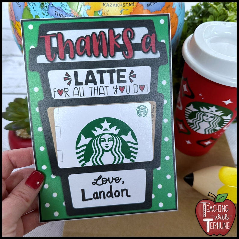 Printable Teacher Christmas Gift Tag – Starbucks Gift Card Holder ...