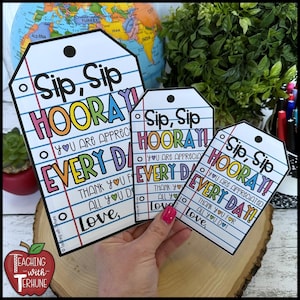 Sip, Sip Hooray! Tumbler Tag for Teacher Appreciation Gift - Etsy