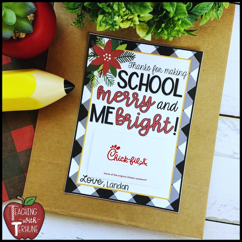 Christmas Teacher Gift Gift Card Tag for Teacher Christmas - Etsy