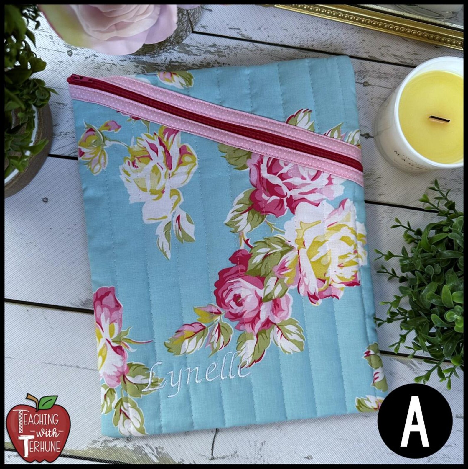 Personalized Quilted Zipper Pouch | Custom Name Tablet Sleeve | Padded ...