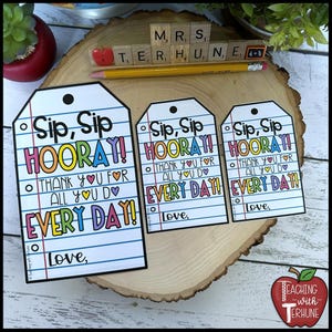 Sip, Sip Hooray! Tumbler Tag for Teacher Appreciation Gift - Etsy