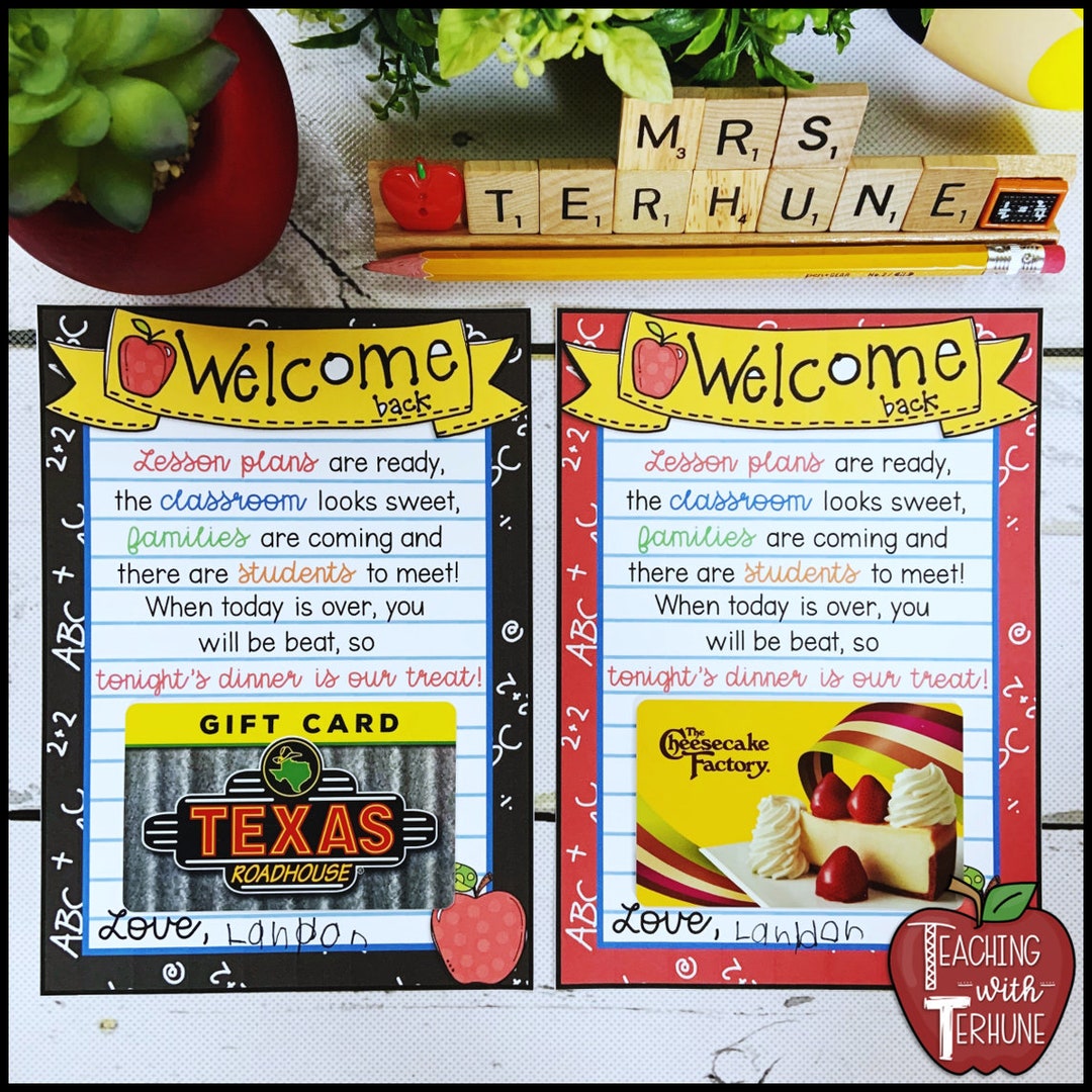 Teacher Gift Card Holder Printable – Back to School, Open House ...