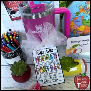 Sip, Sip Hooray! Tumbler Tag for Teacher Appreciation Gift - Etsy