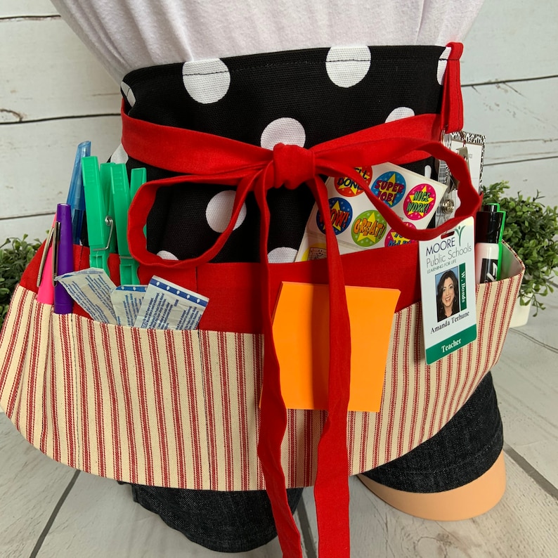 Teacher Apron Half Waist Apron Pocket Apron Teacher Gift - Etsy