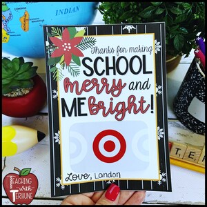 Christmas Teacher Gift - Gift Card Tag for Teacher Christmas Gift ...