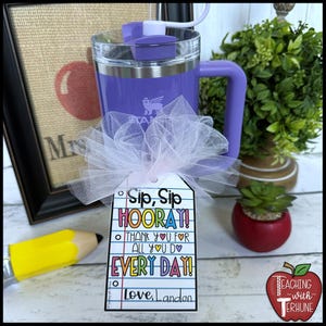 Sip, Sip Hooray! Tumbler Tag for Teacher Appreciation Gift - Etsy