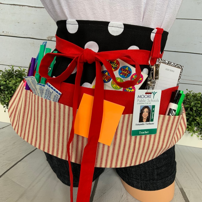Teacher Apron Half Waist Apron Pocket Apron Teacher Gift - Etsy