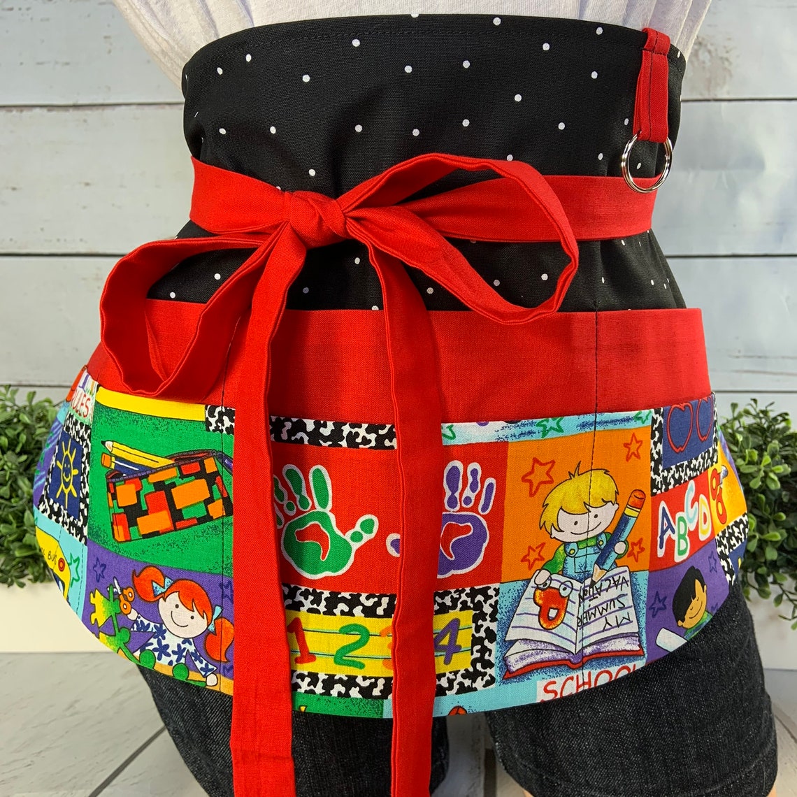 Teacher Apron Half Waist Apron Pocket Apron Teacher Gift | Etsy