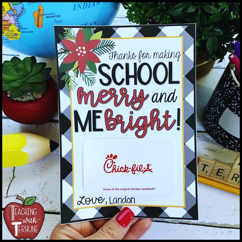 Christmas Teacher Gift Gift Card Tag for Teacher Christmas - Etsy