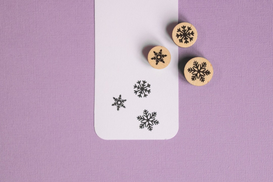 Snowflake Stamp Set, Winter Wonderland Decor, Rubber Stamp Christmas ...