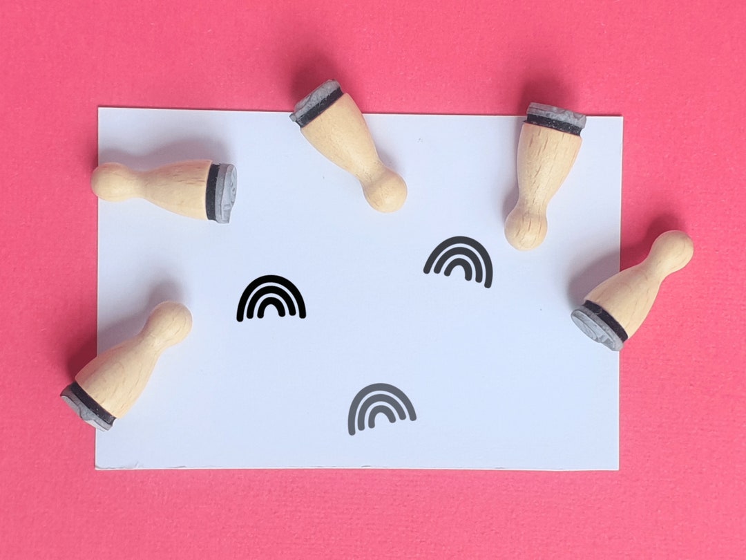 Rainbow Rubber Stamps, Small Rubber Stamp, Tiny Rubber Stamps, Mini ...