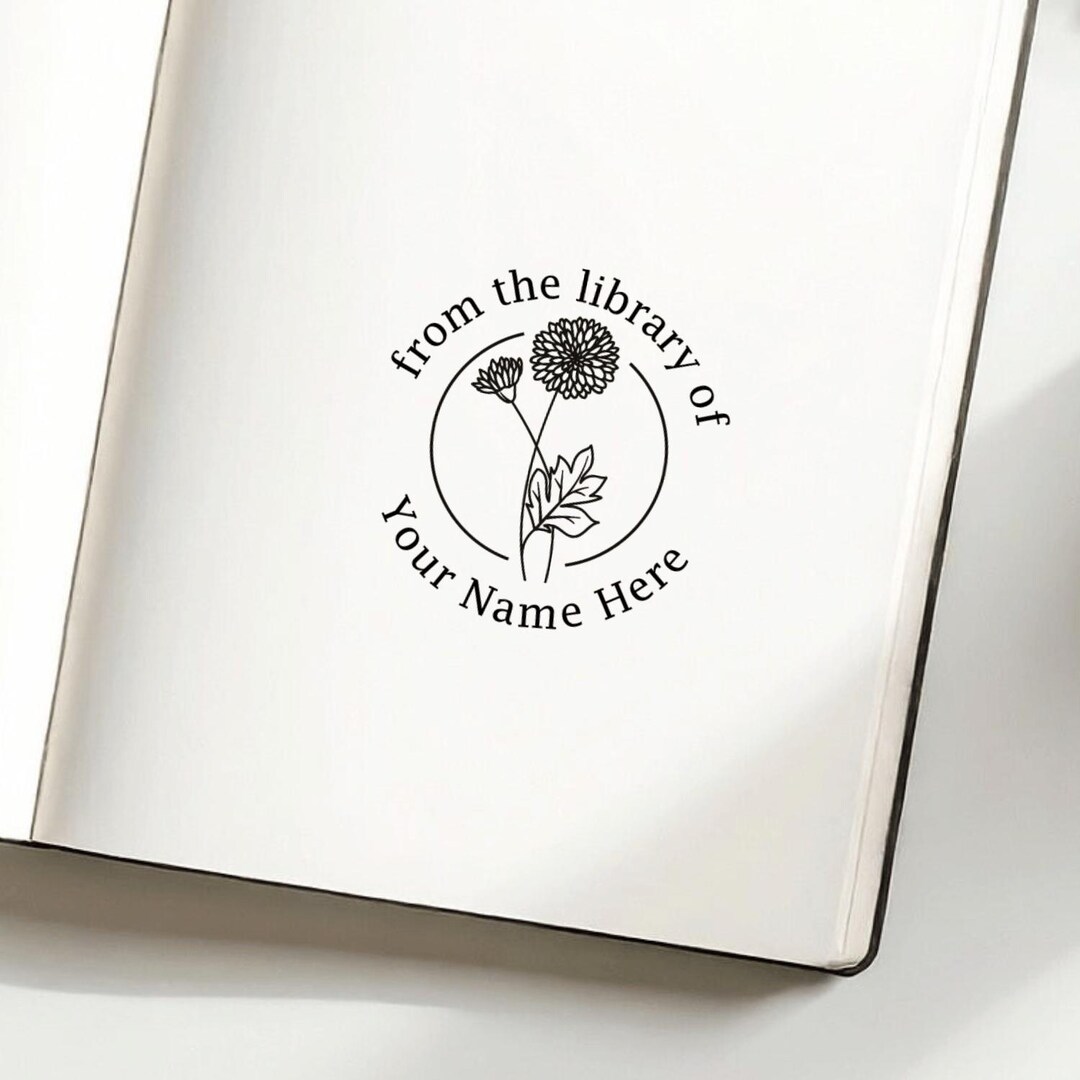 Ex Libris Stamp Floral, Flower Ex Libris Stamp Flower, Floral Book ...