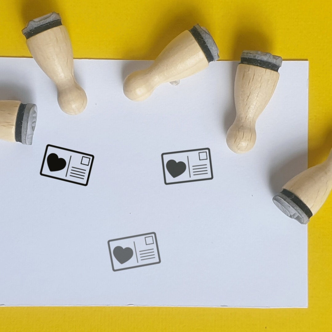 Postcard Mini Rubber Stamp, Small Rubber Stamp, Tiny Rubber Stamps ...