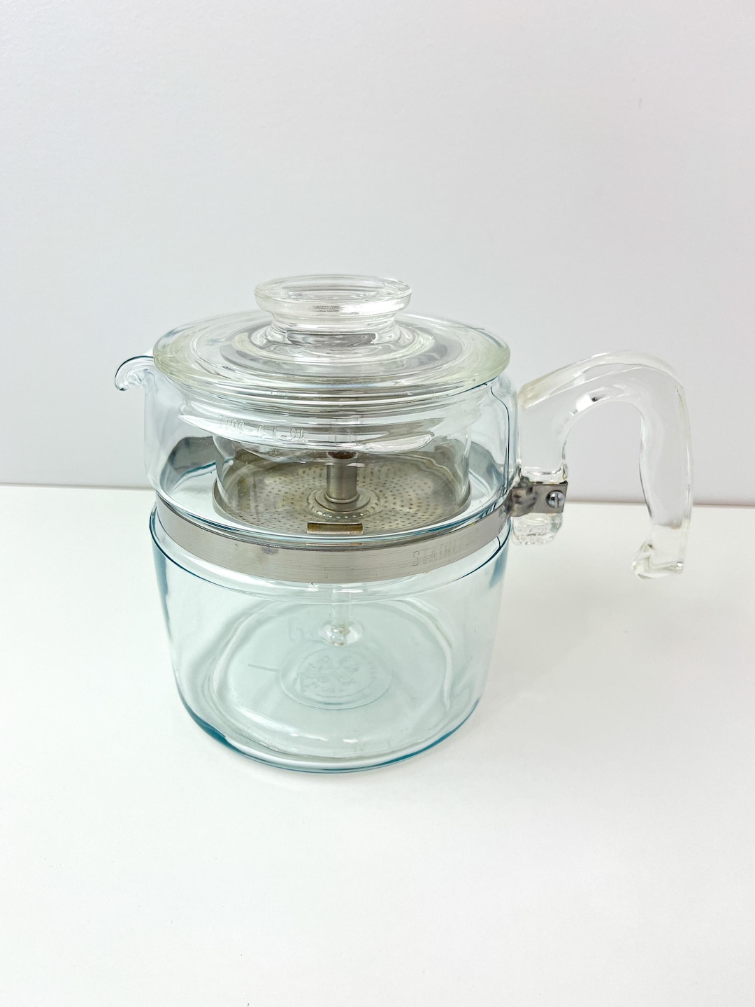 Pyrex 6 Cup Percolator Clear Glass Percolator 7756-B Pyrex Flameware ...