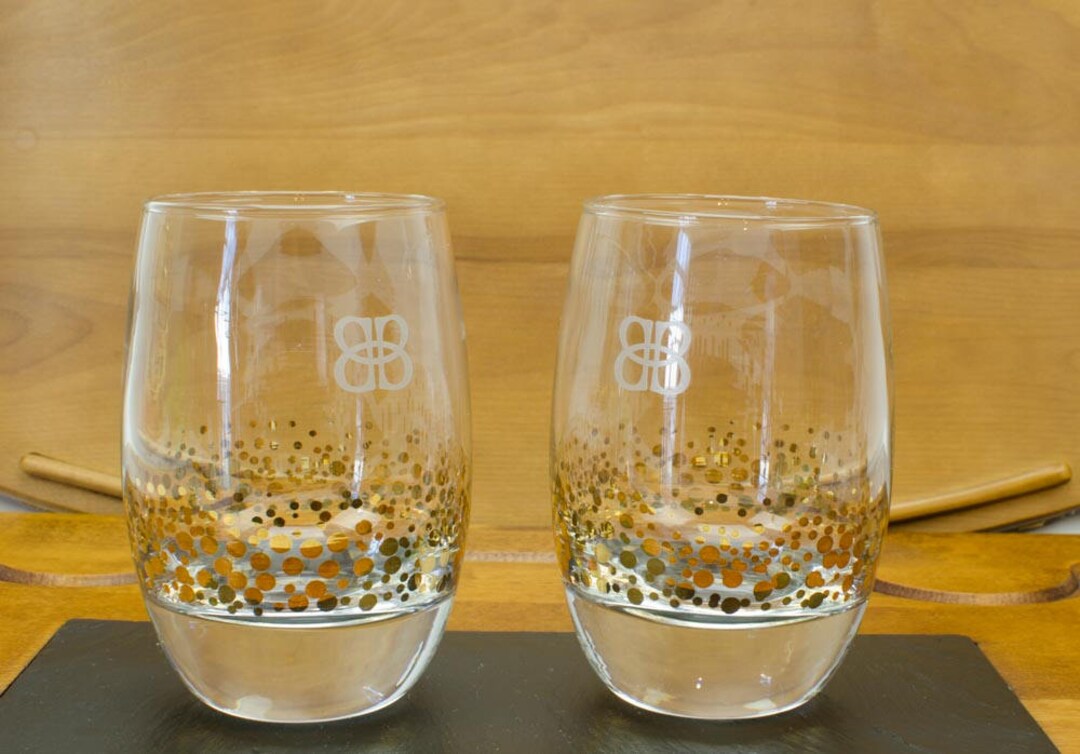 Baileys Irish Cream(2) Gold Confetti Crystal Glasses, Tumblers Baileys ...