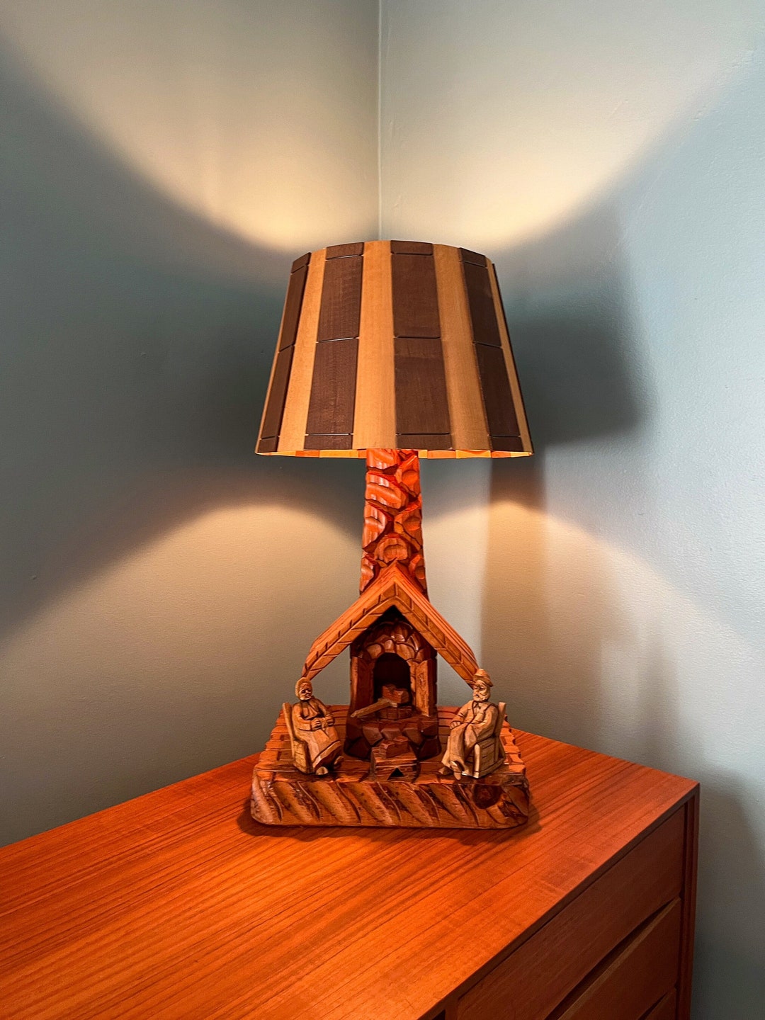 Artisan Lamp St. Jean Port-joli Lamp Hand Carved Wood Lamp Folk Art ...