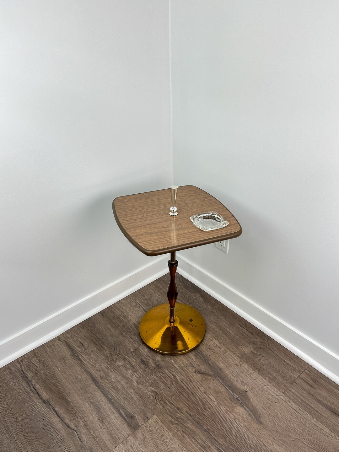 Vintage Ashtray Stand Vintage Brass Plated and Glass Ashtray Ashtray ...