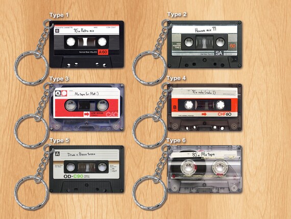 Retro Tape Cassette Keyring Key Chain/ring 6 Types Custom - Etsy