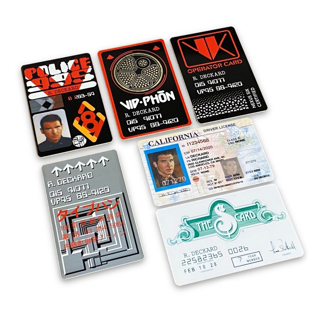 Blade Runner Rick Deckard Wallet Card Set 2019 Movie Prop Cards 6 Cards ...