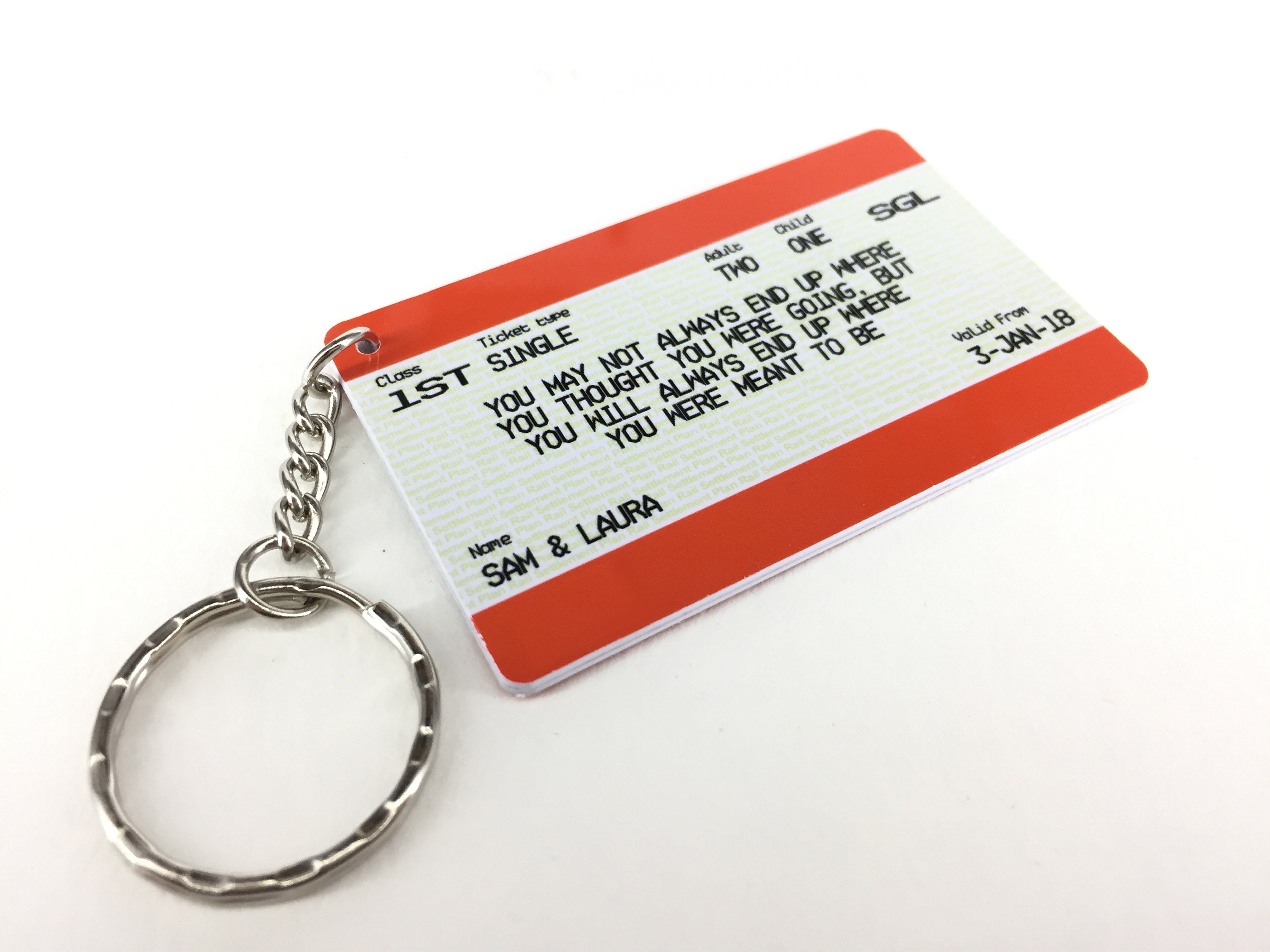 Personalised Keyring Train Ticket Keychain Gift Keyring | Etsy