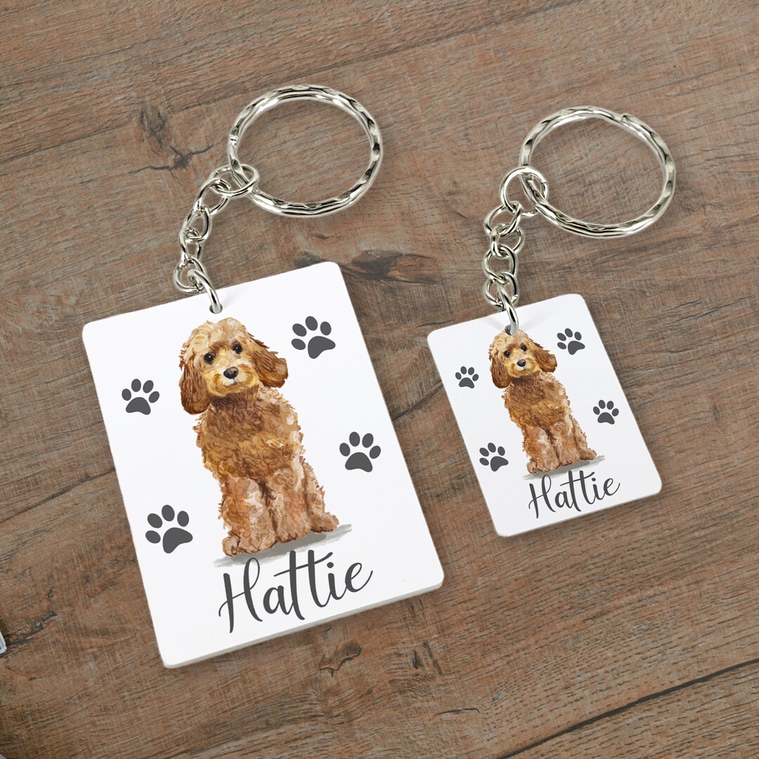 Cockapoo Golden Dog Personalised Name Keyring / Keychain Gift Idea - Etsy