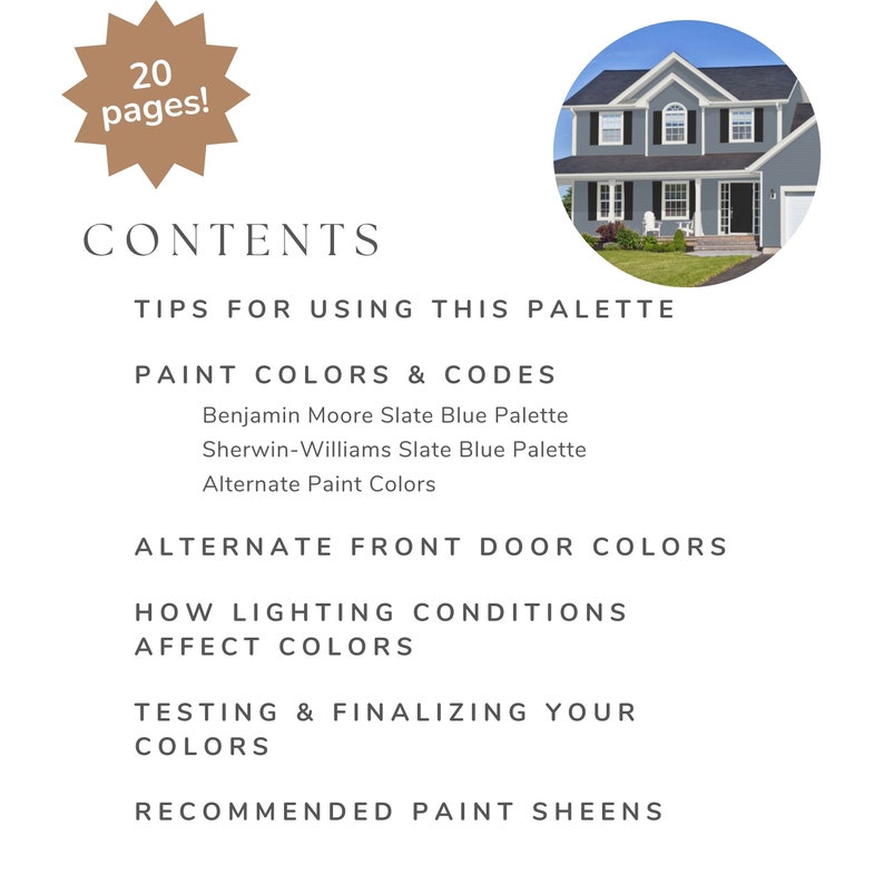 Exterior Paint Color Palette - Slate Blue - Etsy