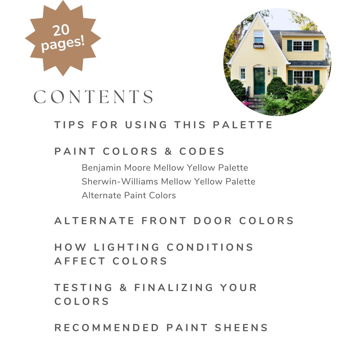 Exterior Paint Color Palette - Mellow Yellow - Etsy